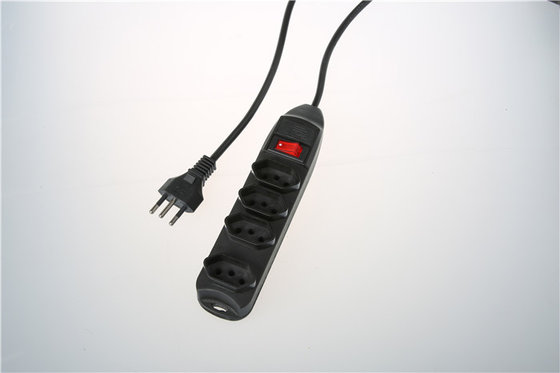 Black USB Power Strip 4 Outlet With Switch Custom Long Power Code