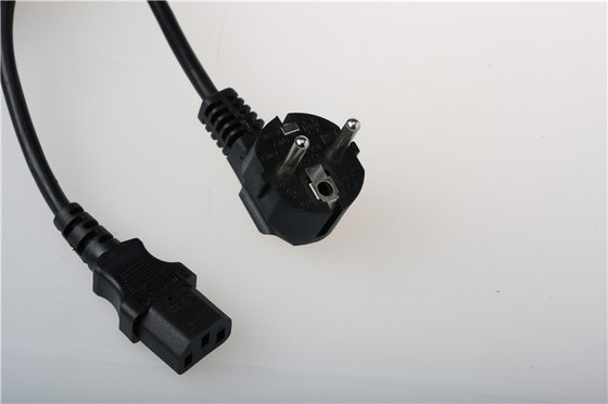 Fully Molded Ergonomic Design European Power Cord For Notebook Computers