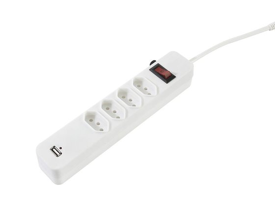 White Brazil USB Power Strip For Household / Home Improvement Projects